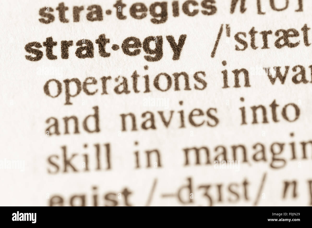 Definition of word strategy in dictionary Stock Photo - Alamy