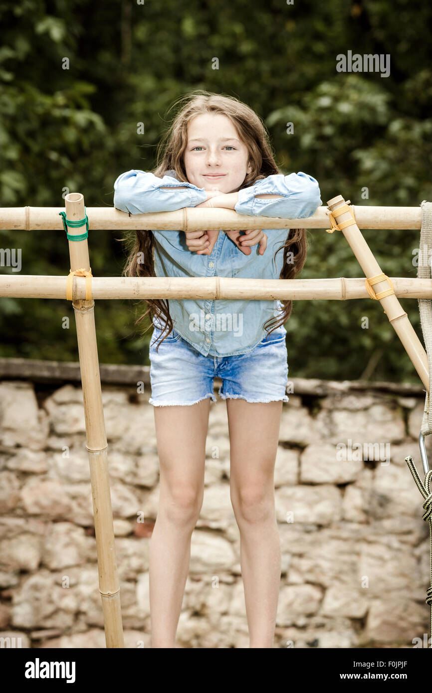 Moving into adulthood. Outdoor portrait of teenage frekled girl Stock ...