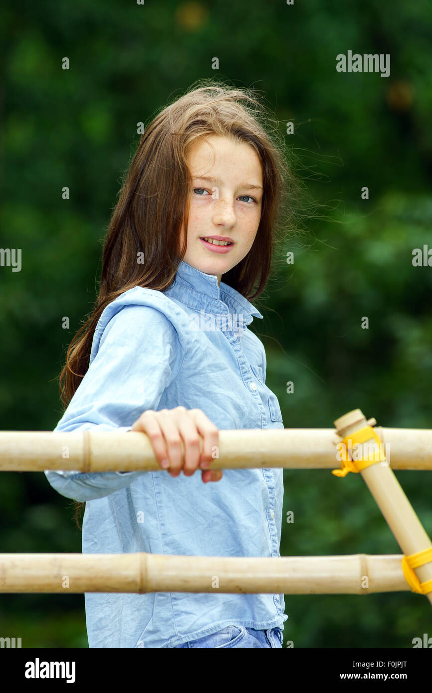 Moving into adulthood. Outdoor portrait of teenage frekled girl Stock ...