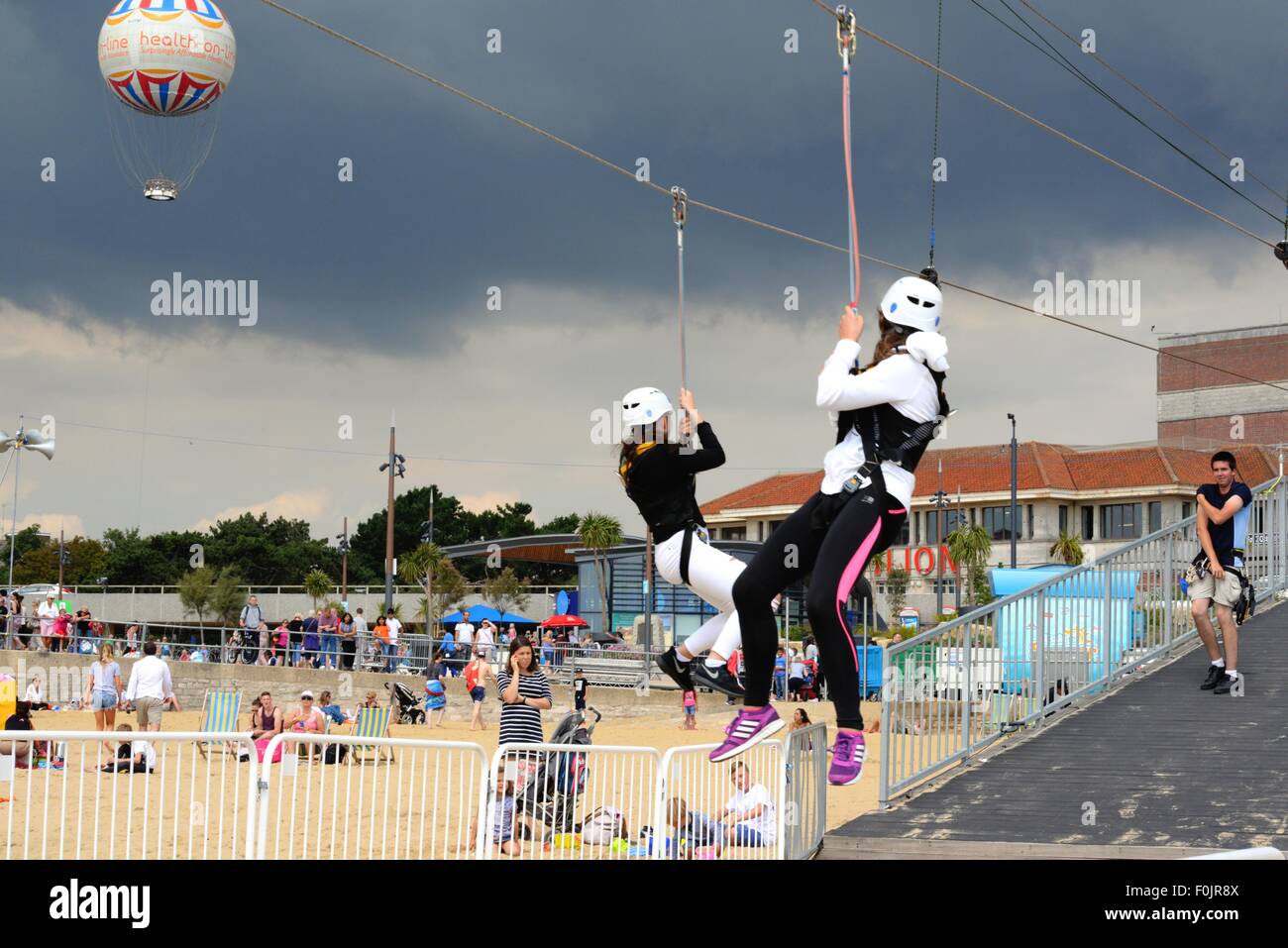 Bournemouth beach zip wire hi-res stock photography and images - Alamy