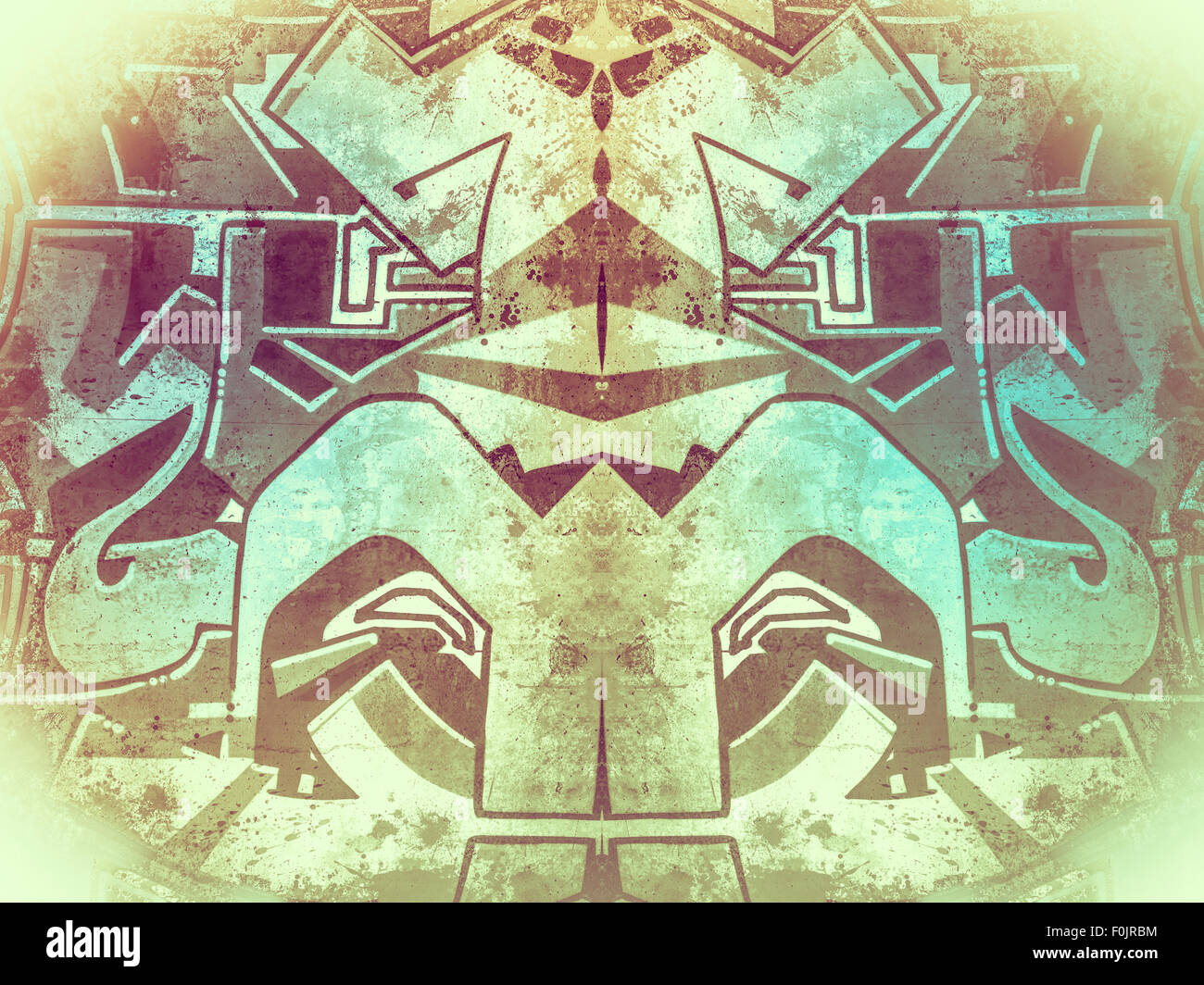 Dirty, geometric shapes painted on an old concrete wall Stock Photo - Alamy