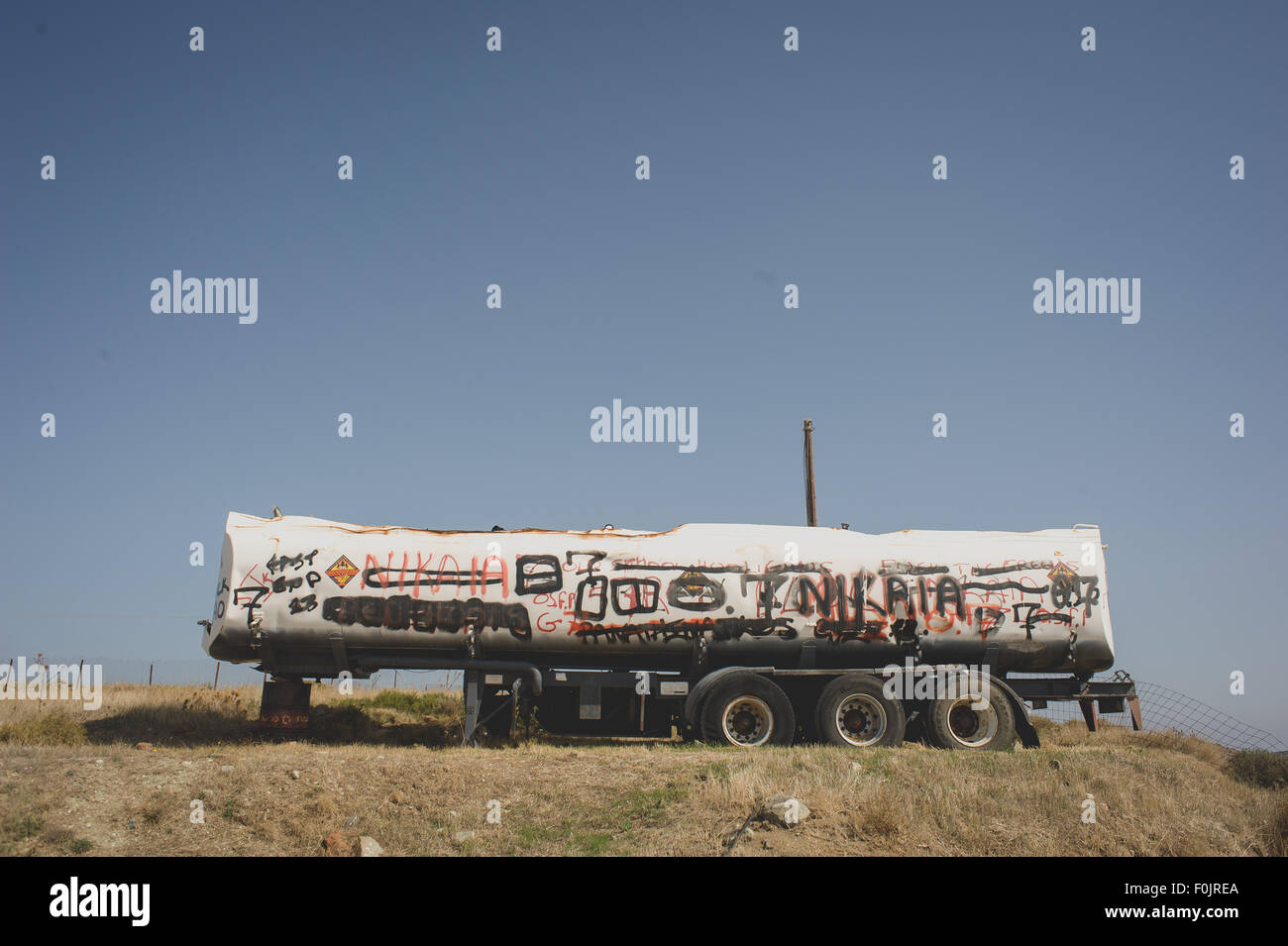 A graffitied abandoned oli tanker Stock Photo - Alamy
