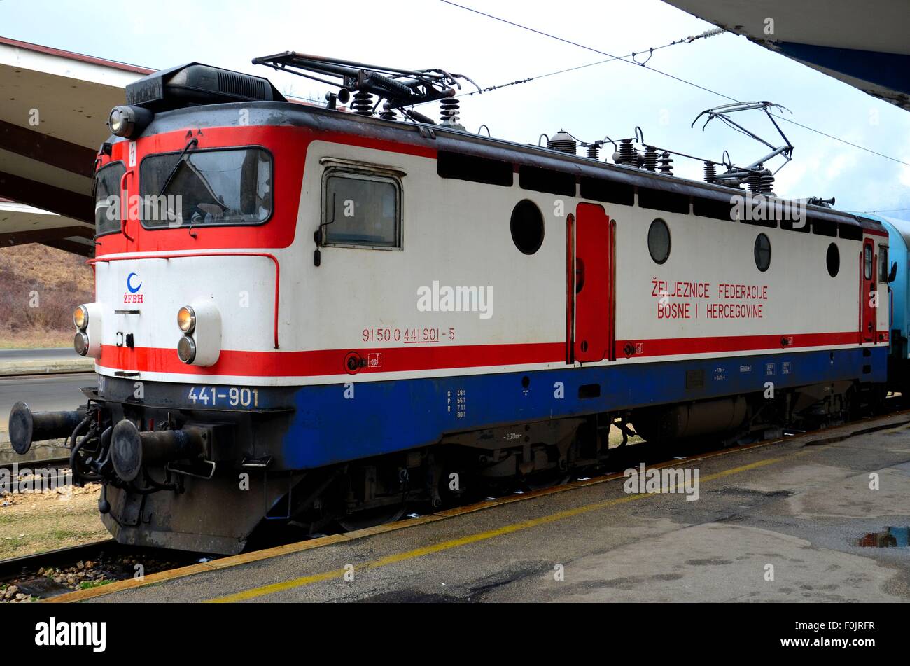 Electric rail locomotive of Bosnian Railways parked at Sarajevo Station ...
