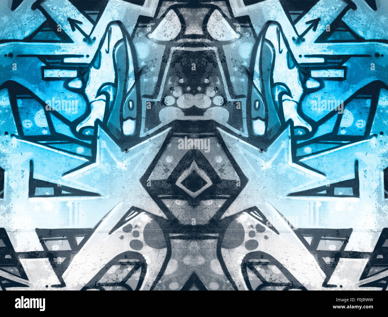 Pavement, urban and modern art, geometric paintings in a cement wall ...