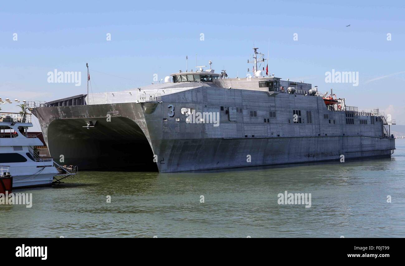Hanoi. 17th Aug, 2015. U.S. naval high-speed vessel Millinocket docks ...