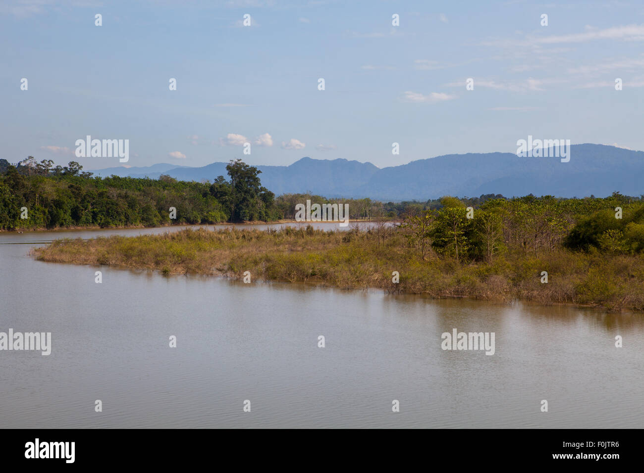 Scenery of Kampar Kanan river near Muara Takus temple in Muara Takus ...