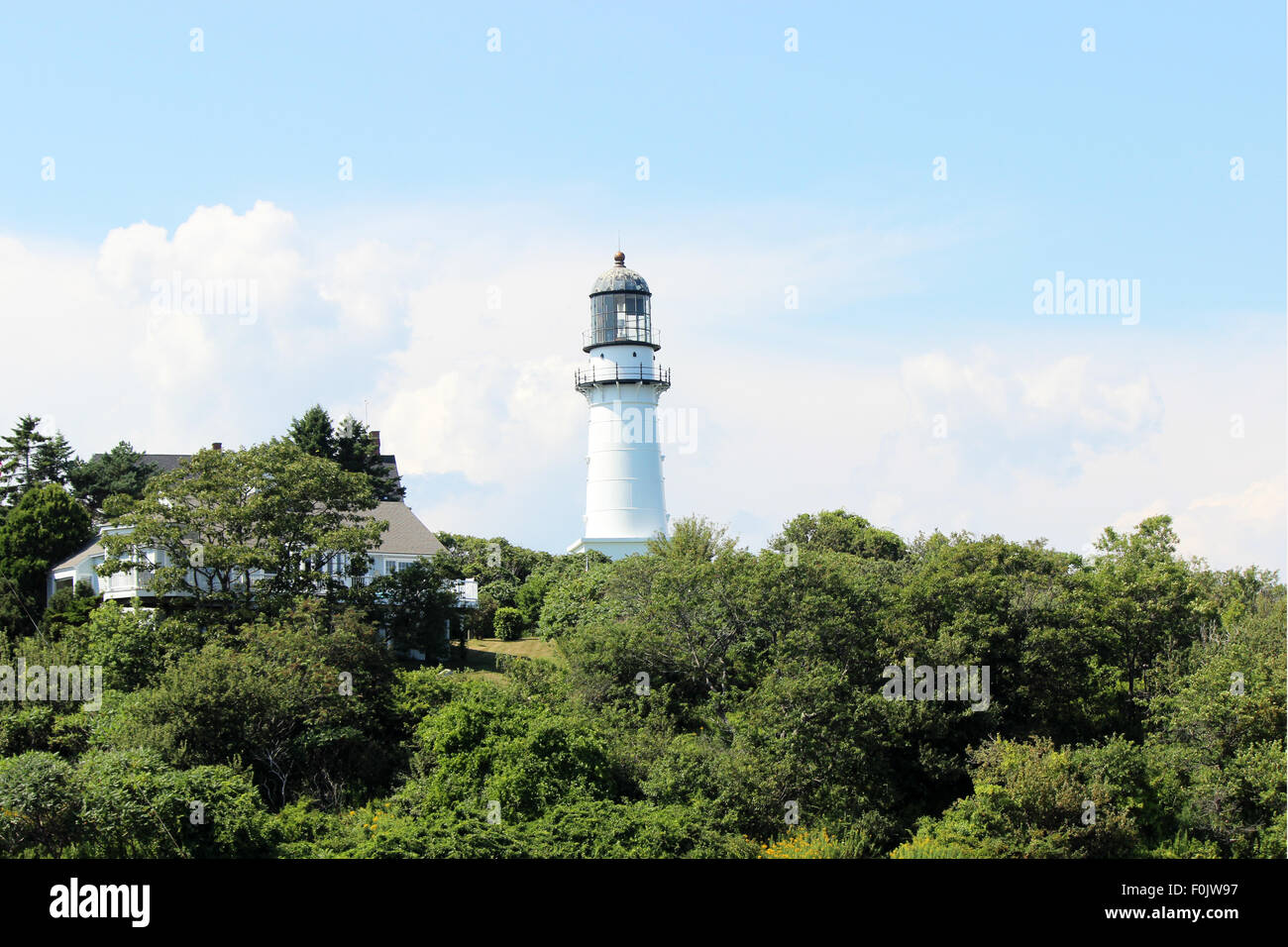 The Two Lights Lighthouse at Cape Elizabeth, Maine on a sunny day in ...