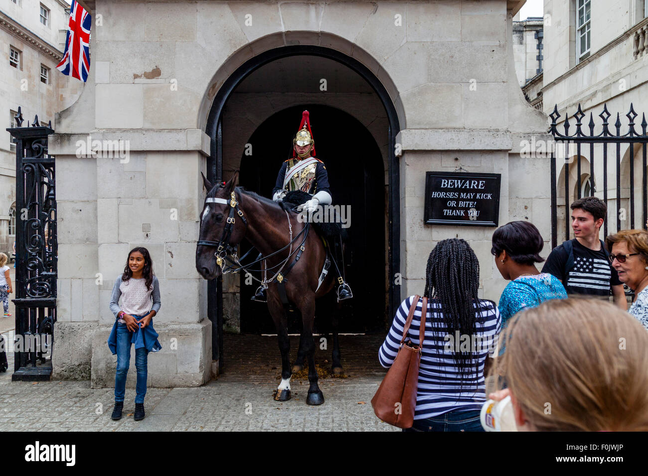 Mounted Queens Life Guards Outside The Horse Guards Building, Whitehall ...