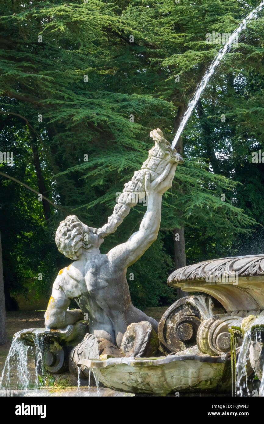 Detail of the Atlas fountain at the south aspect of the stately home at ...