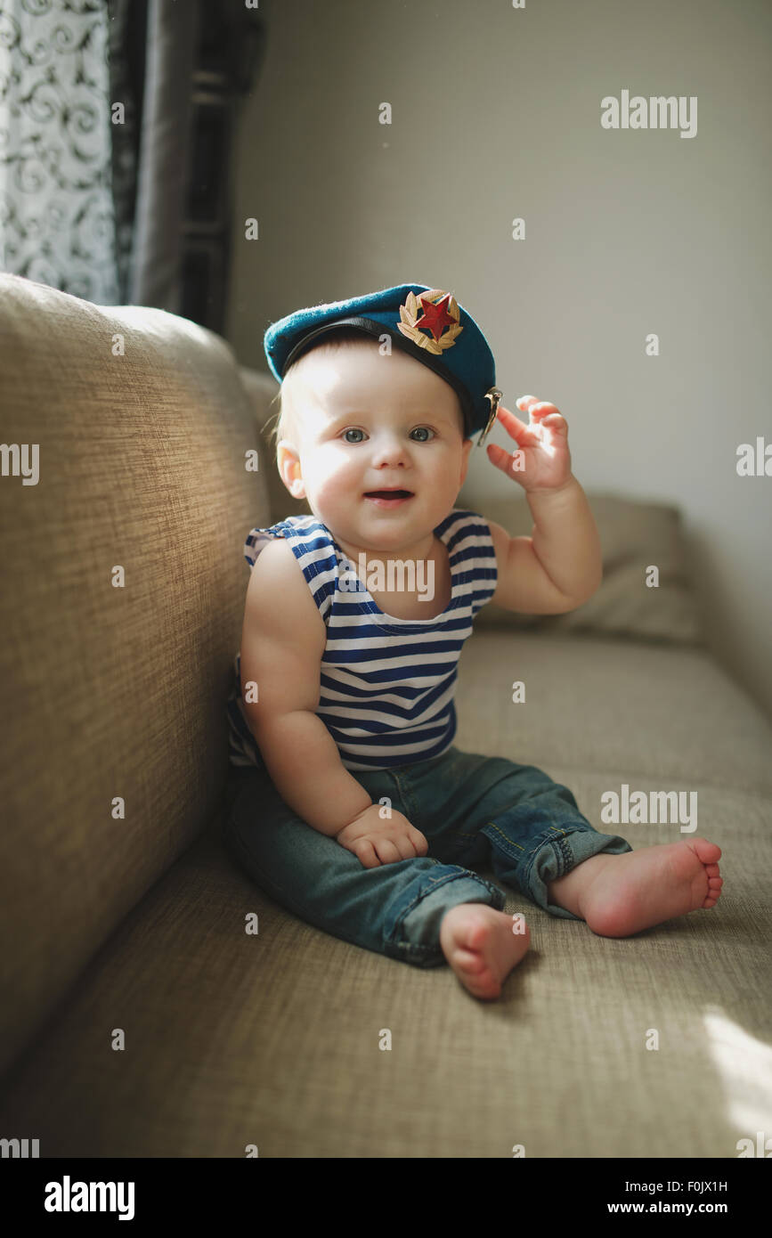 little boy in blue beret portrait Stock Photo - Alamy