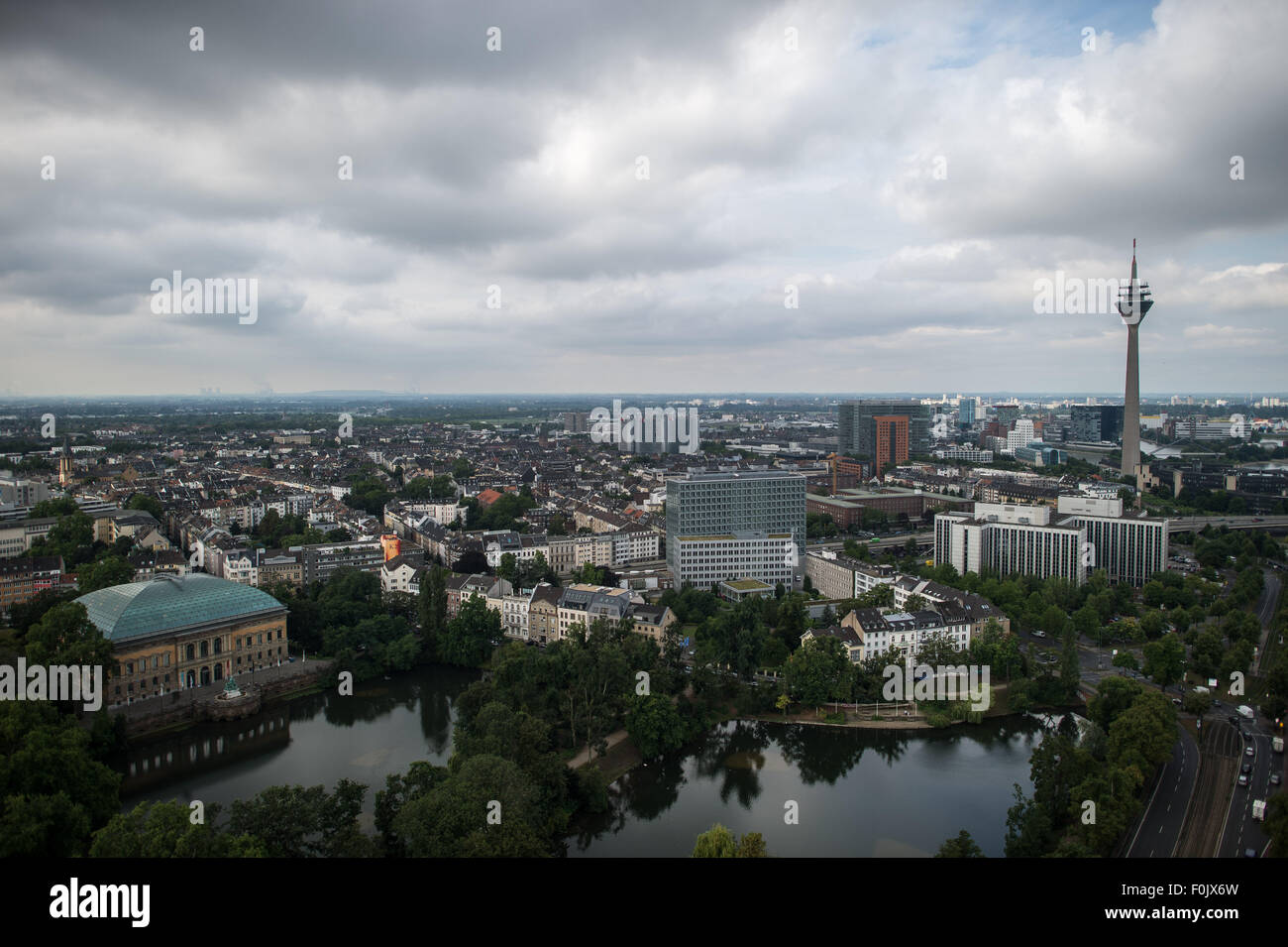 Duesseldorf, Germany. 14th Aug, 2015. View of the skyline of ...