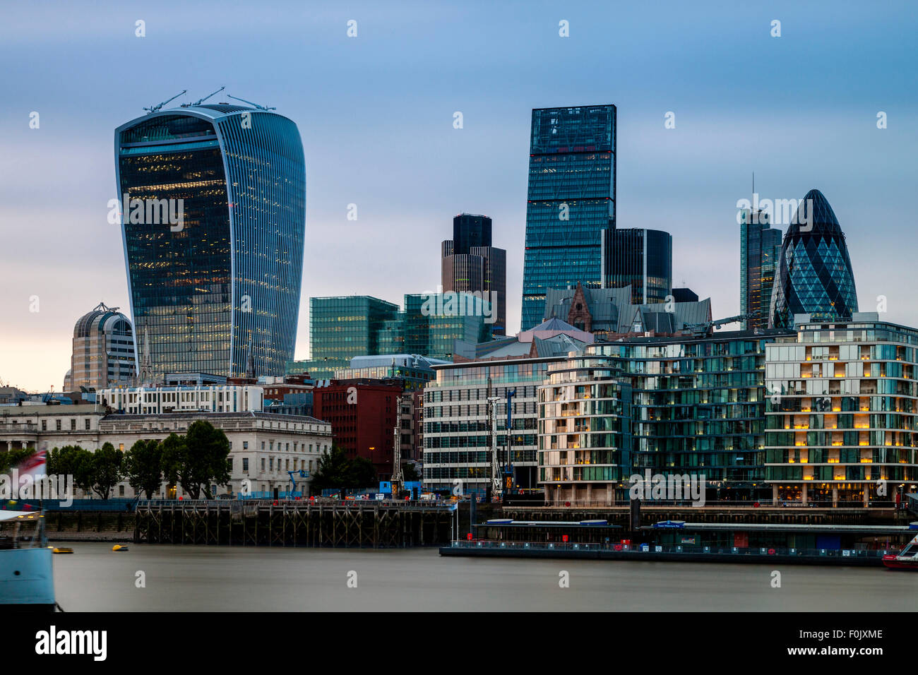The River Thames and City of London Skyline, London, England Stock ...