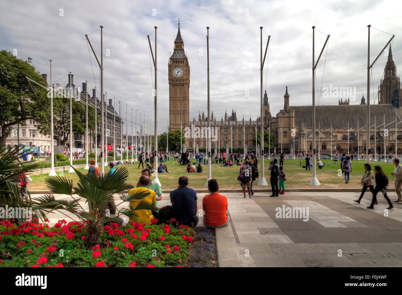 Parliament Square and The Houses Of Parliament, London, England Stock ...
