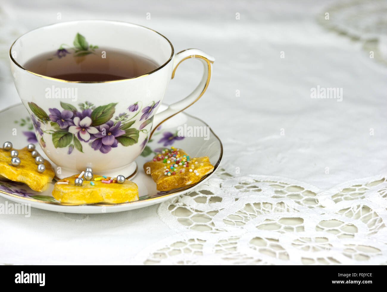 English afternoon tea with sweet and decored cookies Stock Photo - Alamy