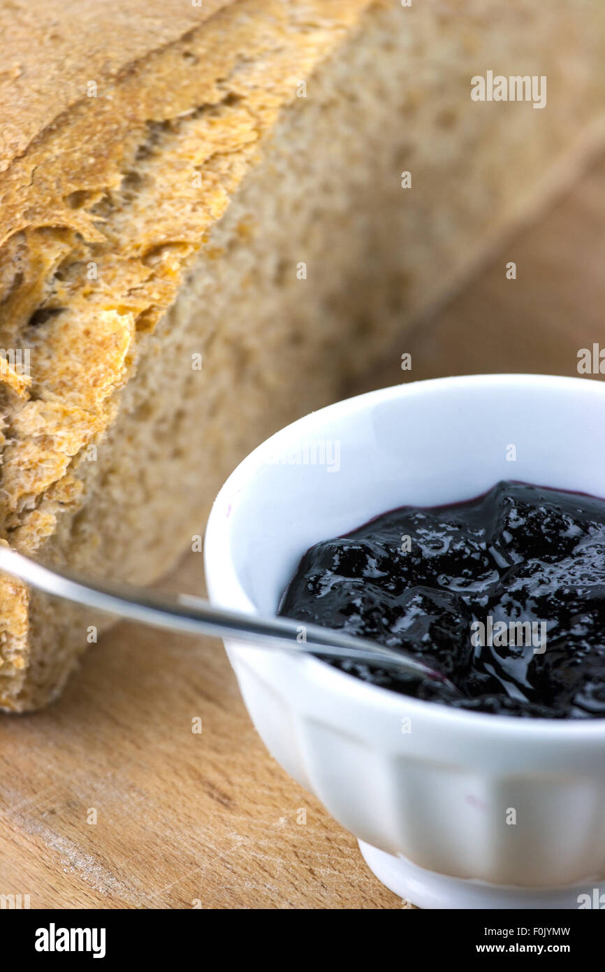 Homemade blueberry jam with integral bread Stock Photo - Alamy