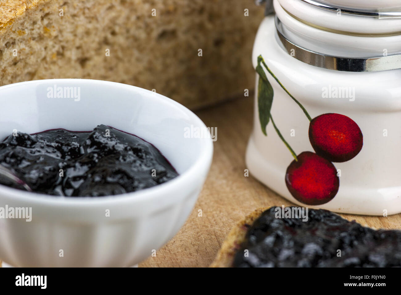Homemade blueberry jam with integral bread Stock Photo - Alamy