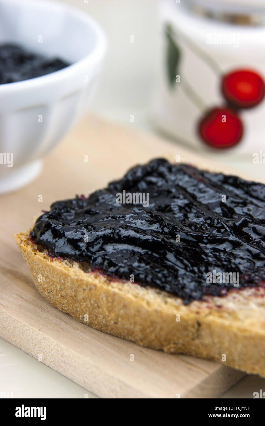 Homemade blueberry jam with integral bread Stock Photo - Alamy