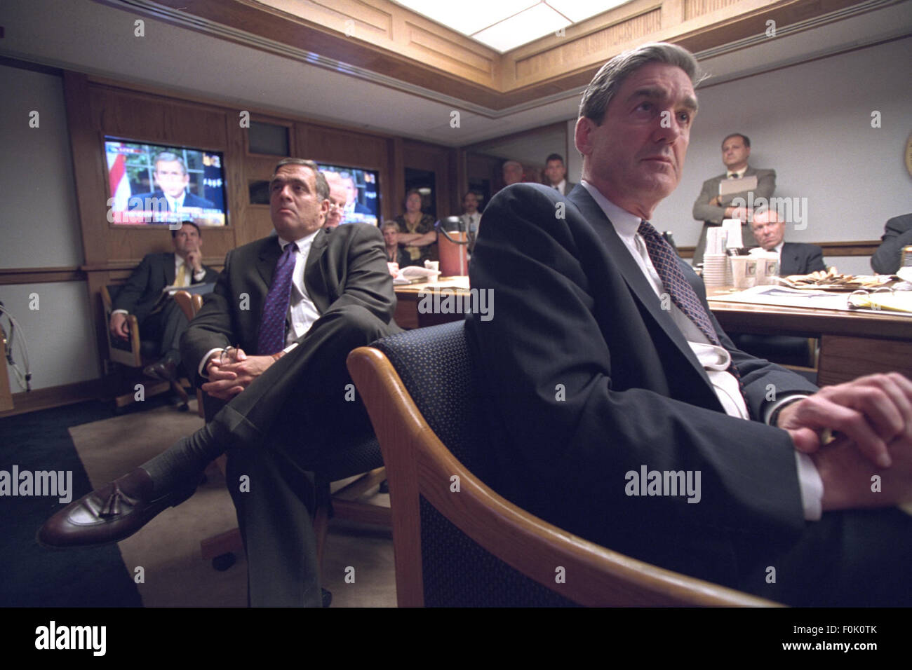 21 Senior Staff Listen to President Bush's Address in the President's ...