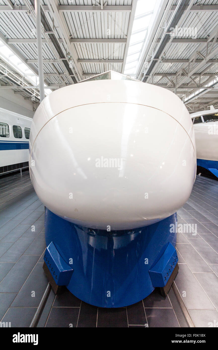 Japan, Nagoya, Railway park. Shinkansen Museum. The front carriage of a ...