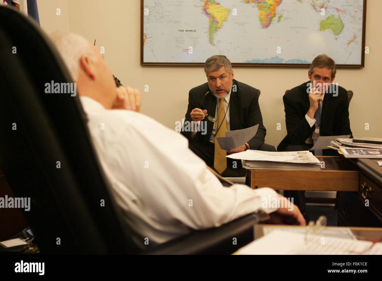 Vice President Cheney Meets with David Addington and John Hannah in His ...