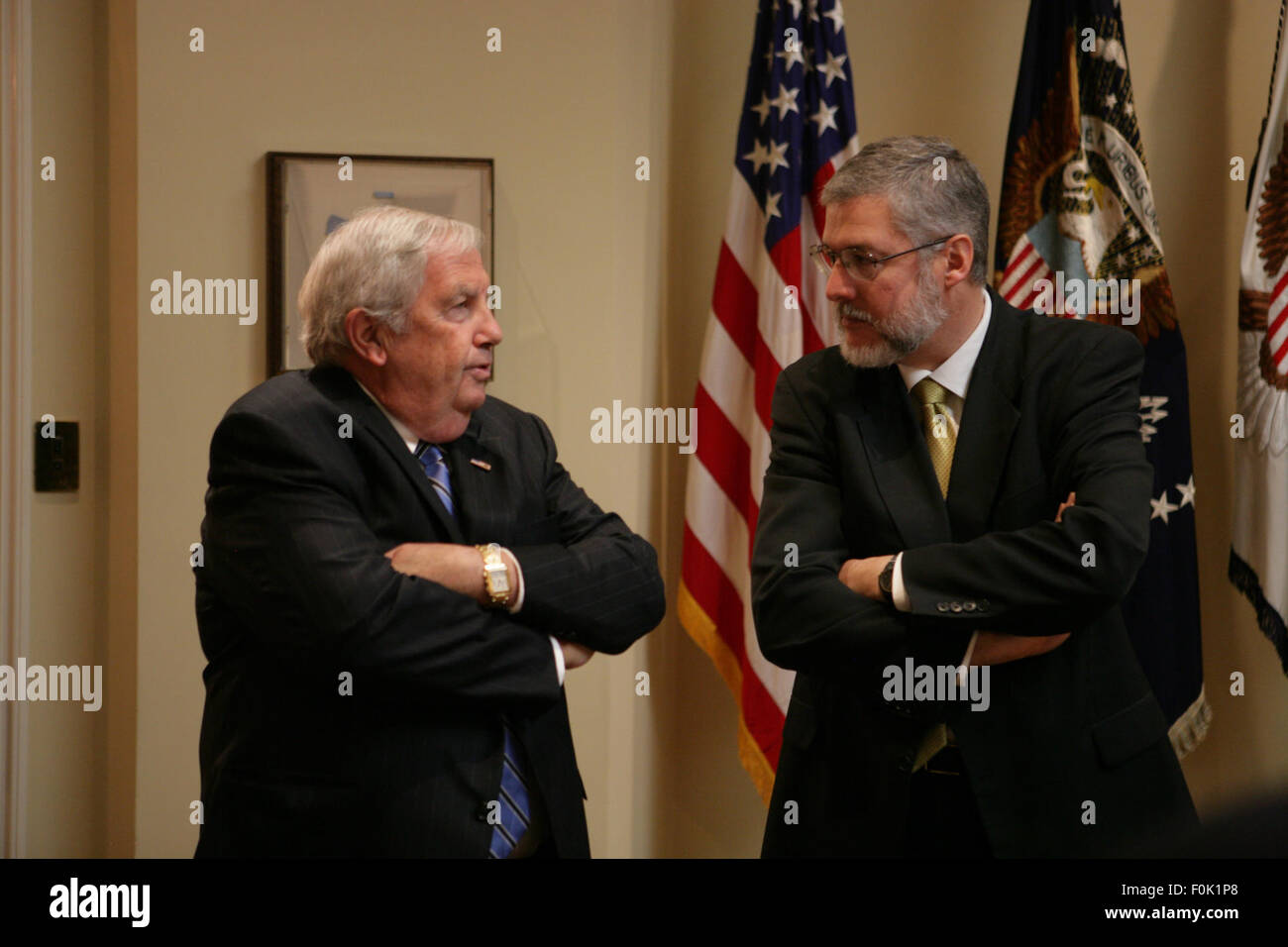 David Addington Talks with Fred Fielding Before Policy Meeting in Stock ...