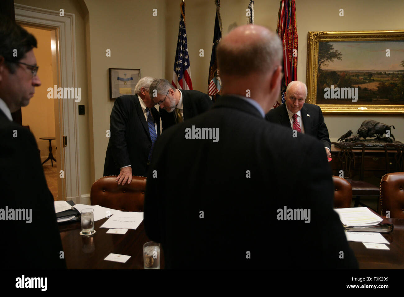 David Addington Talks with Fred Fielding Before Policy Meeting in Stock ...