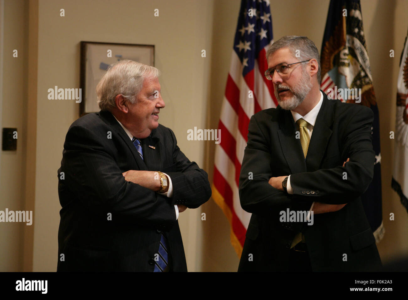 David Addington Talks with Fred Fielding Before Policy Meeting in Stock ...