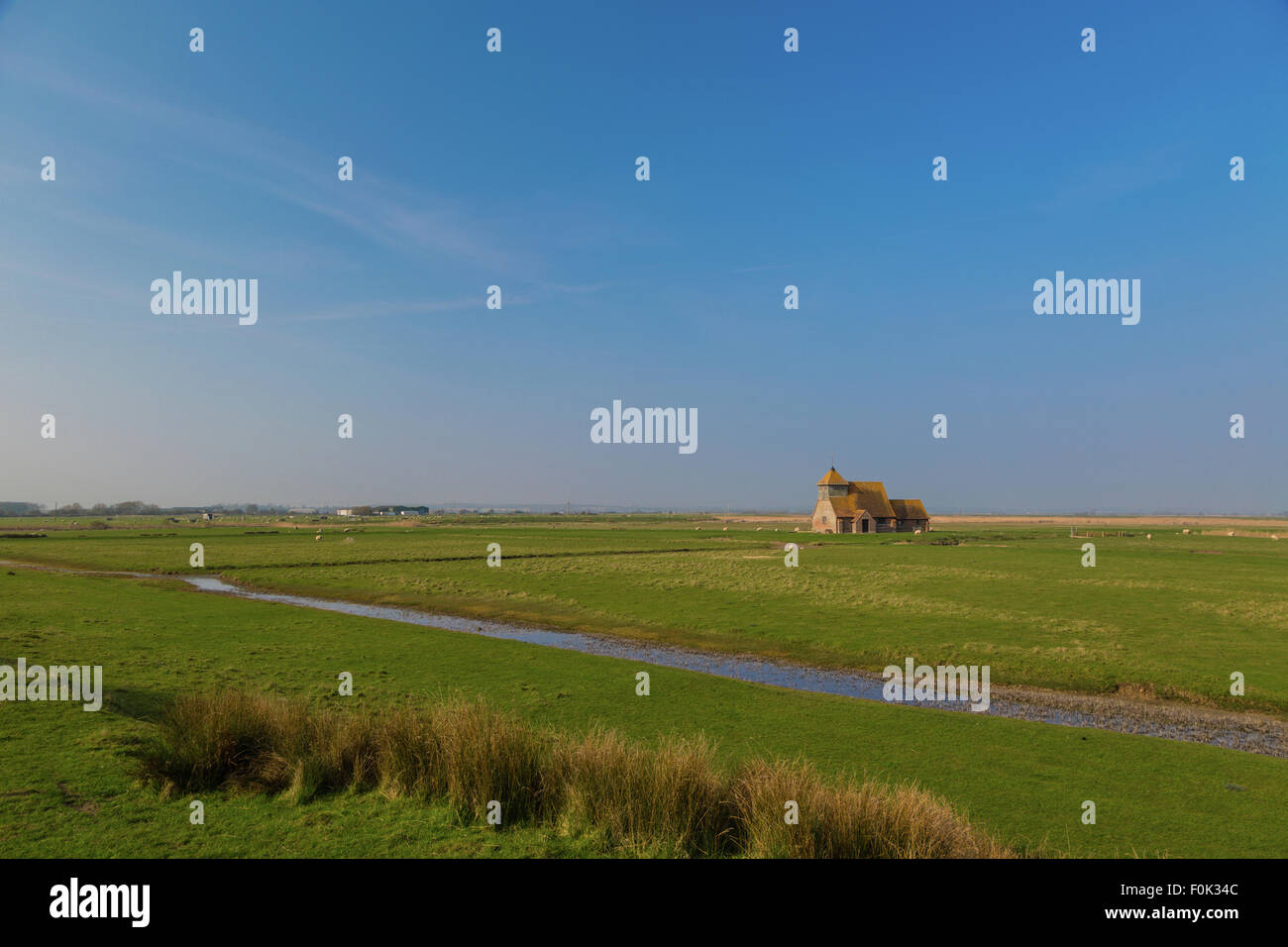 Isolated church at Fairfield in the Romney Marshes, Kent Stock Photo ...