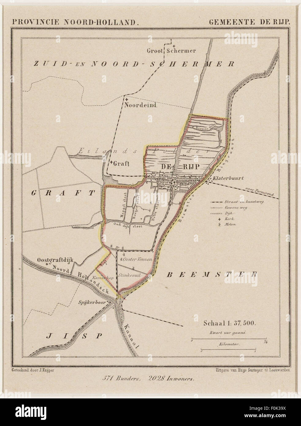 The map of Gemeente De Rijp from the Kuyper collection shows detailed ...