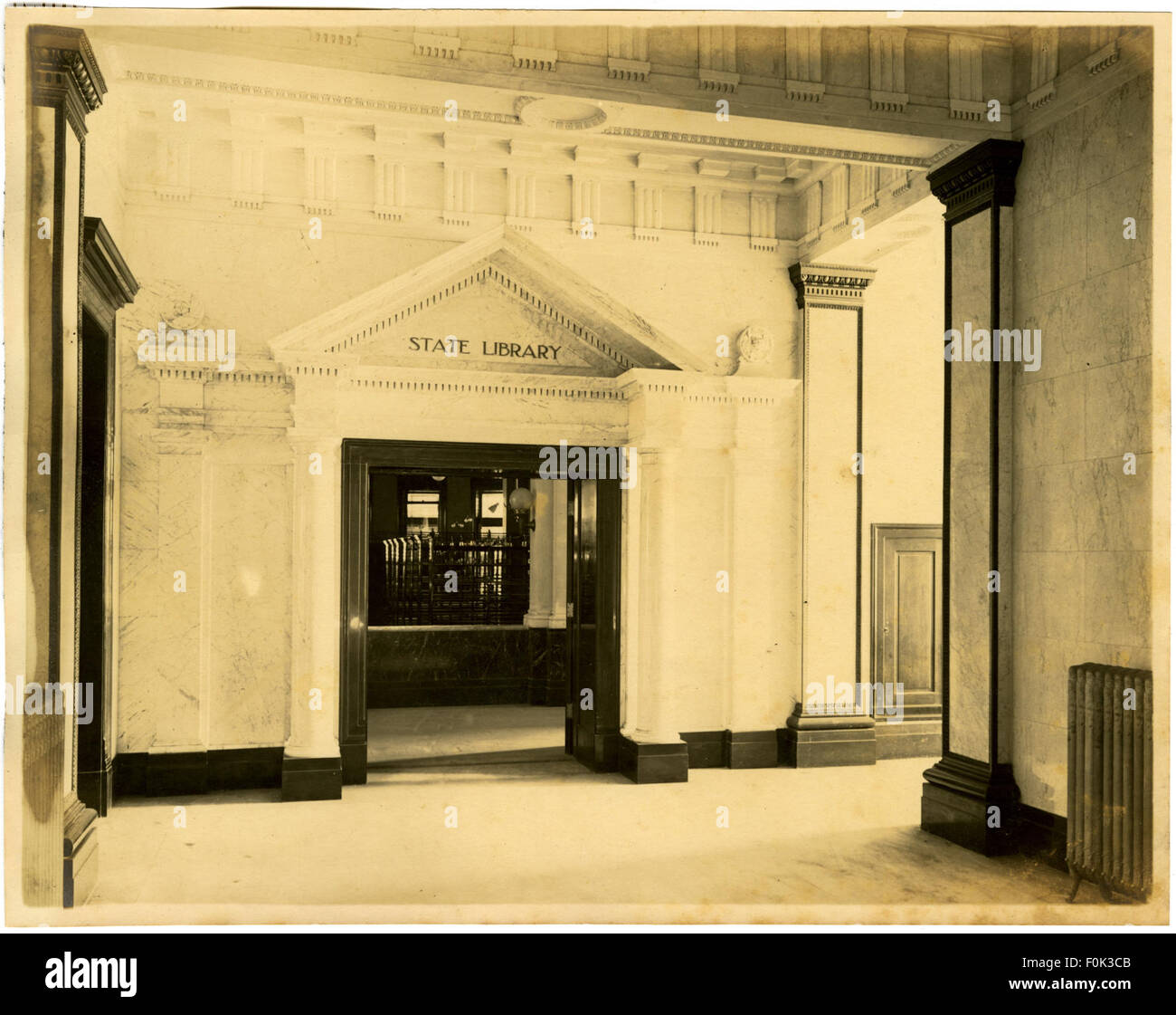 This photograph captures the entrance to the former State Library ...
