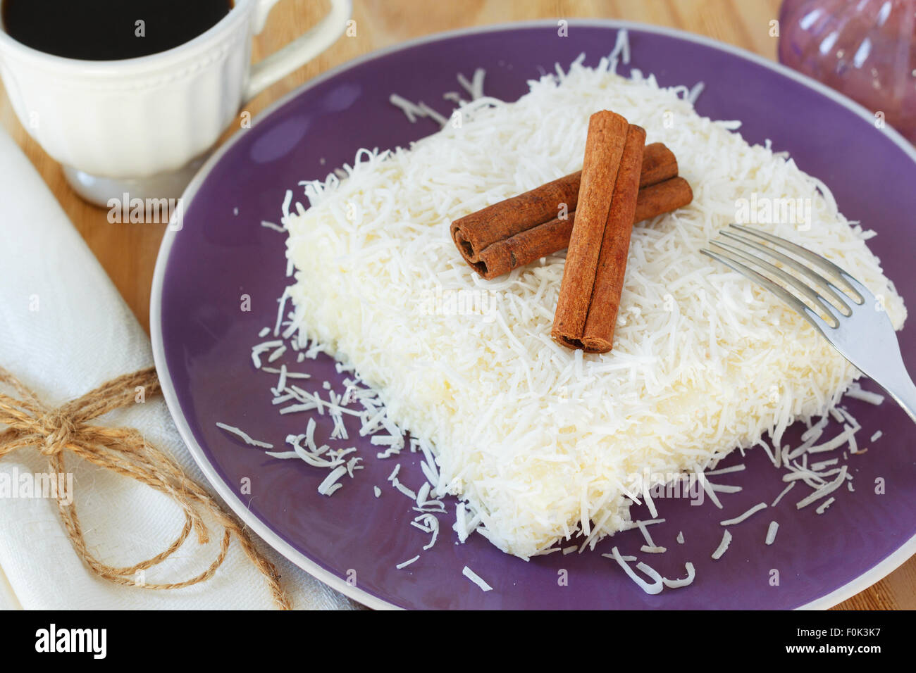 Brazilian traditional dessert: sweet couscous (tapioca) pudding (cuscuz ...
