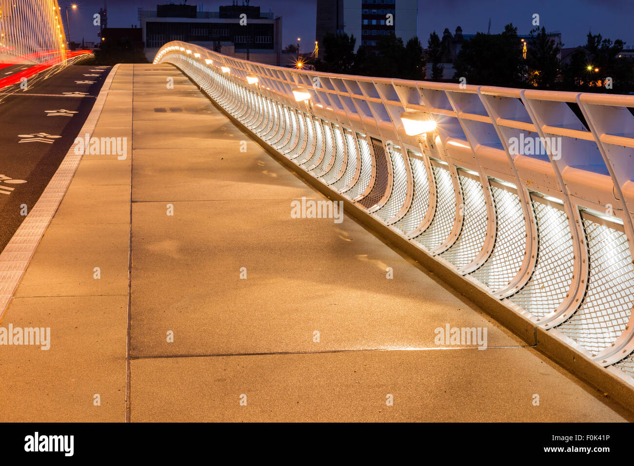 Night view of the Troja Bridge from the river Vltava, Trojsky most ...