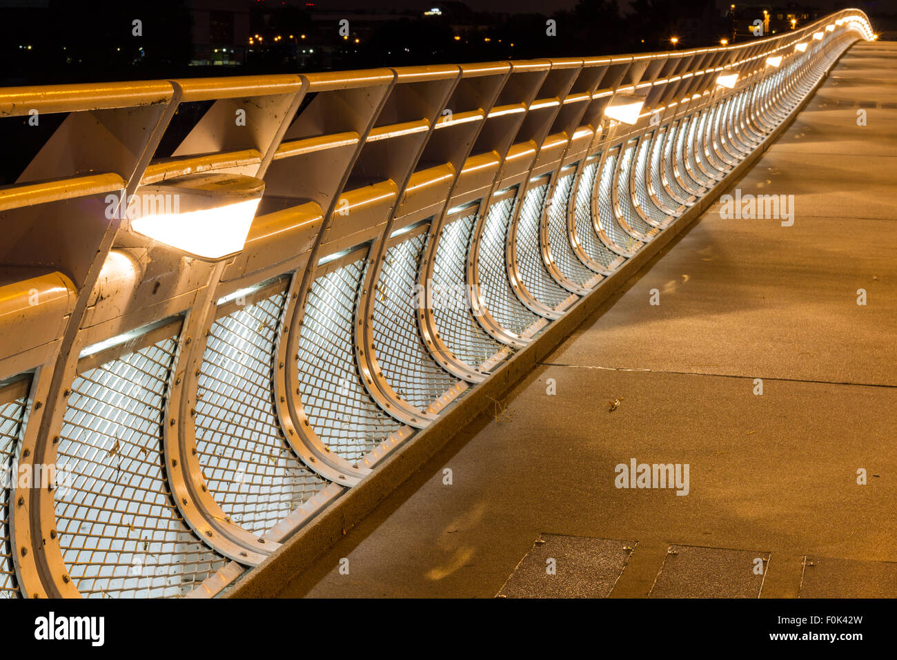 Night view of the Troja Bridge from the river Vltava, Trojsky most ...
