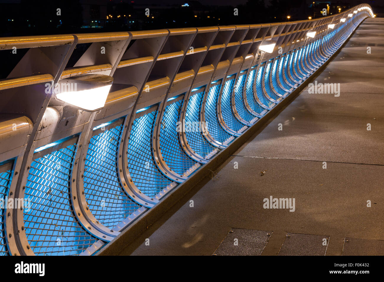 Night view of the Troja Bridge from the river Vltava, Trojsky most ...