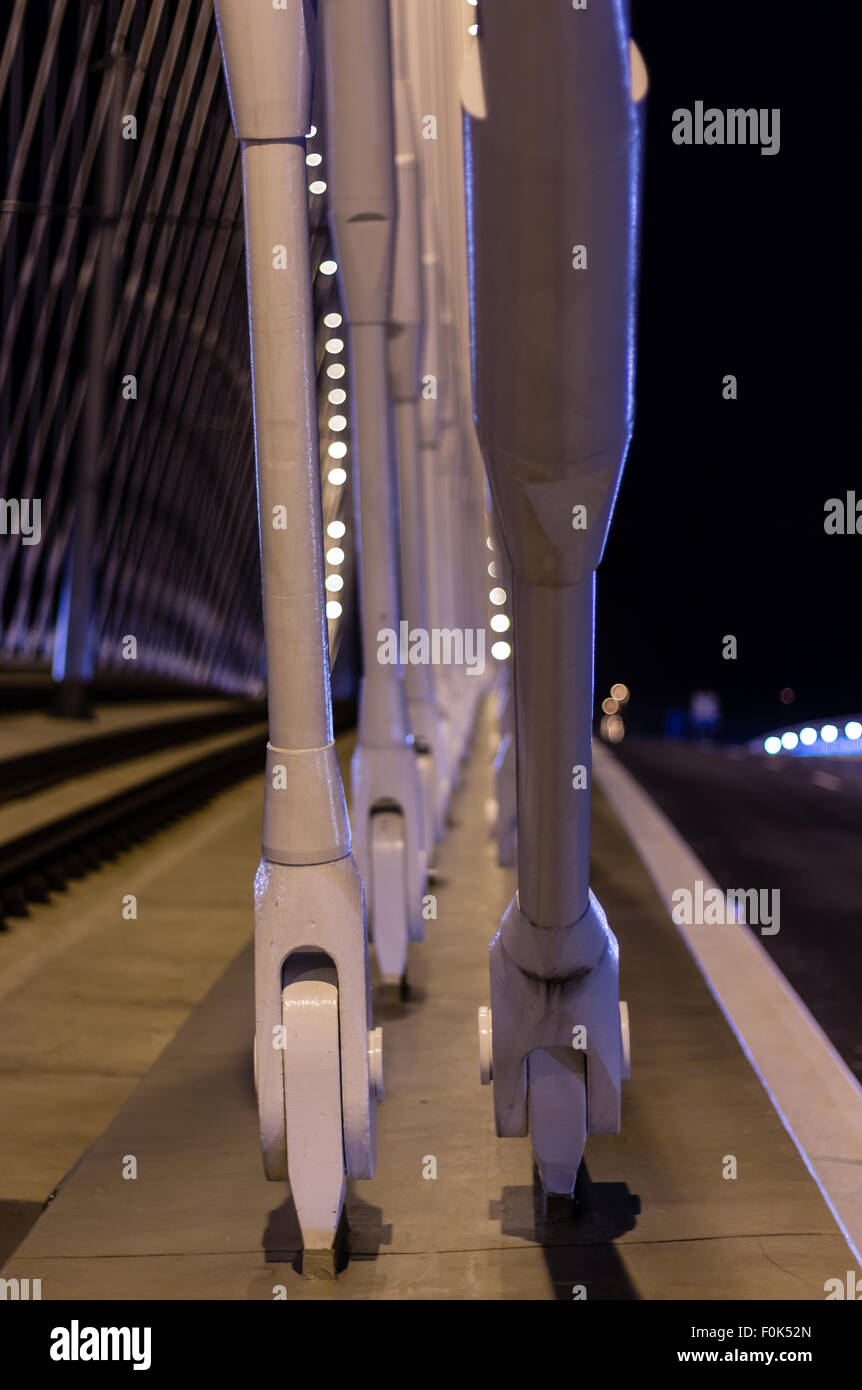 Night view of the Troja Bridge from the river Vltava, Trojsky most ...