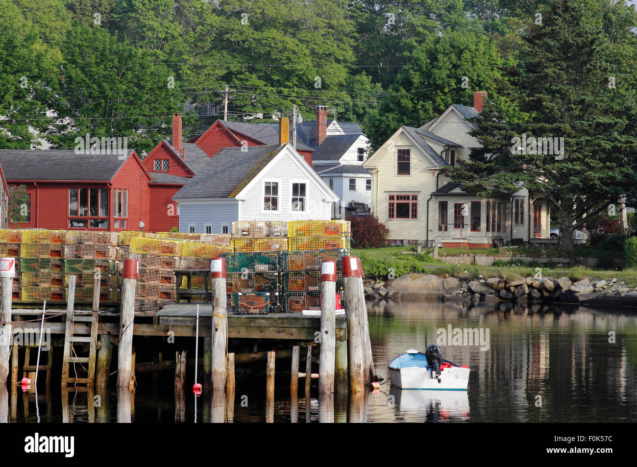 Lobster docks with sheds Vinalhaven Island Maine New England USA Stock ...