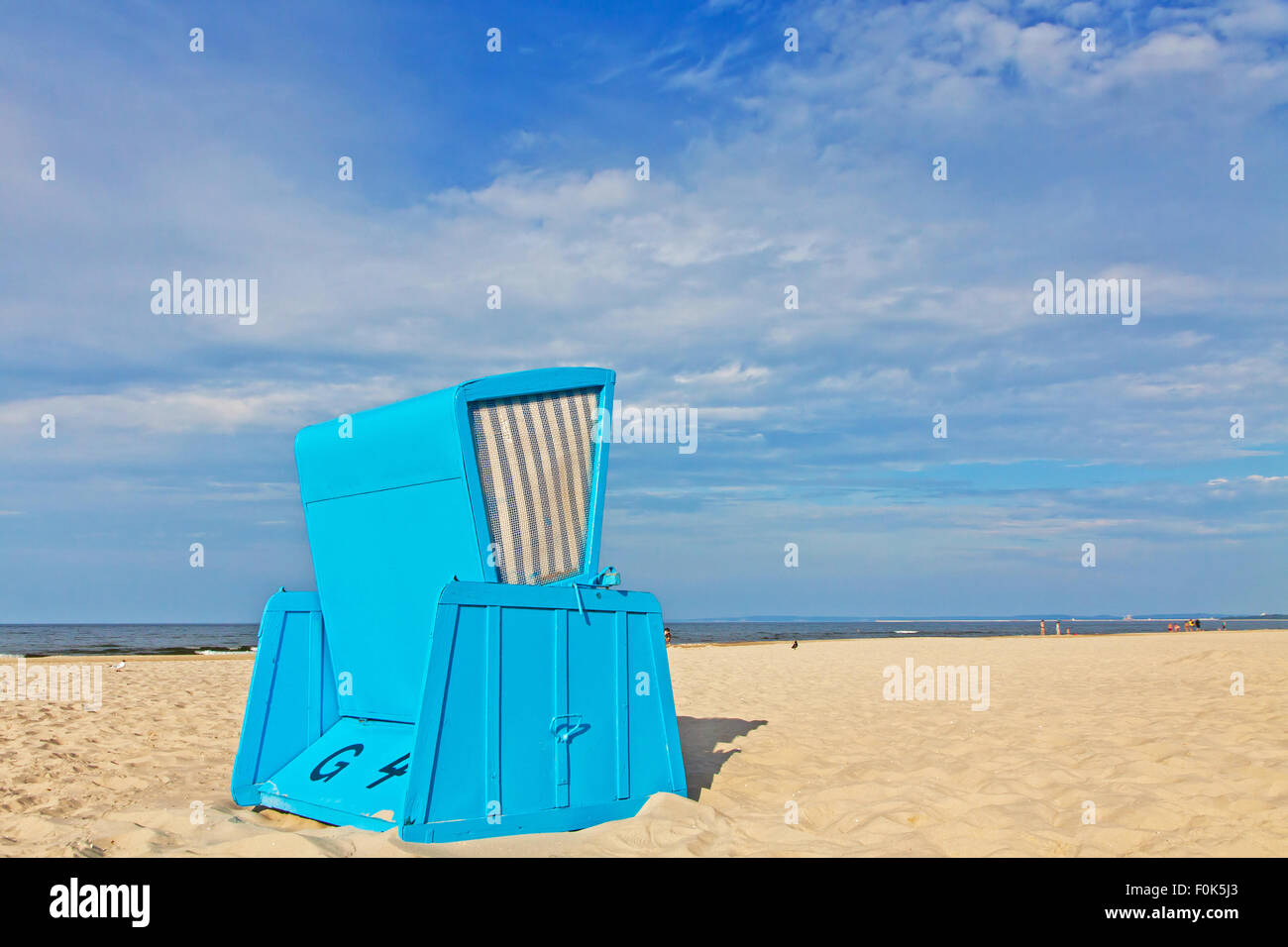 Hooded beach chairs (strandkorb) at the Baltic seacoast in Swinoujscie ...