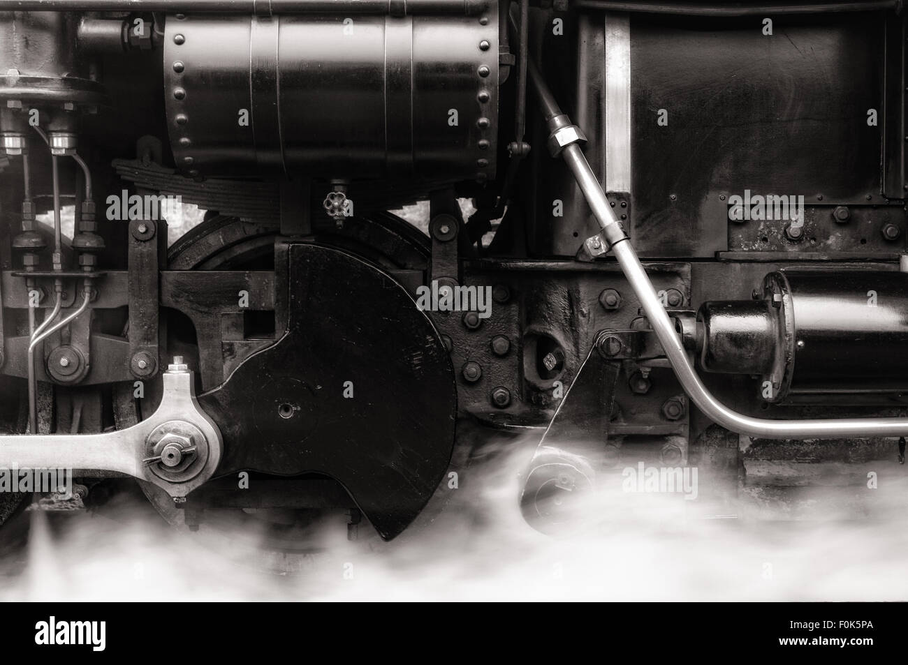 A black and white close up of a steam engine Stock Photo - Alamy