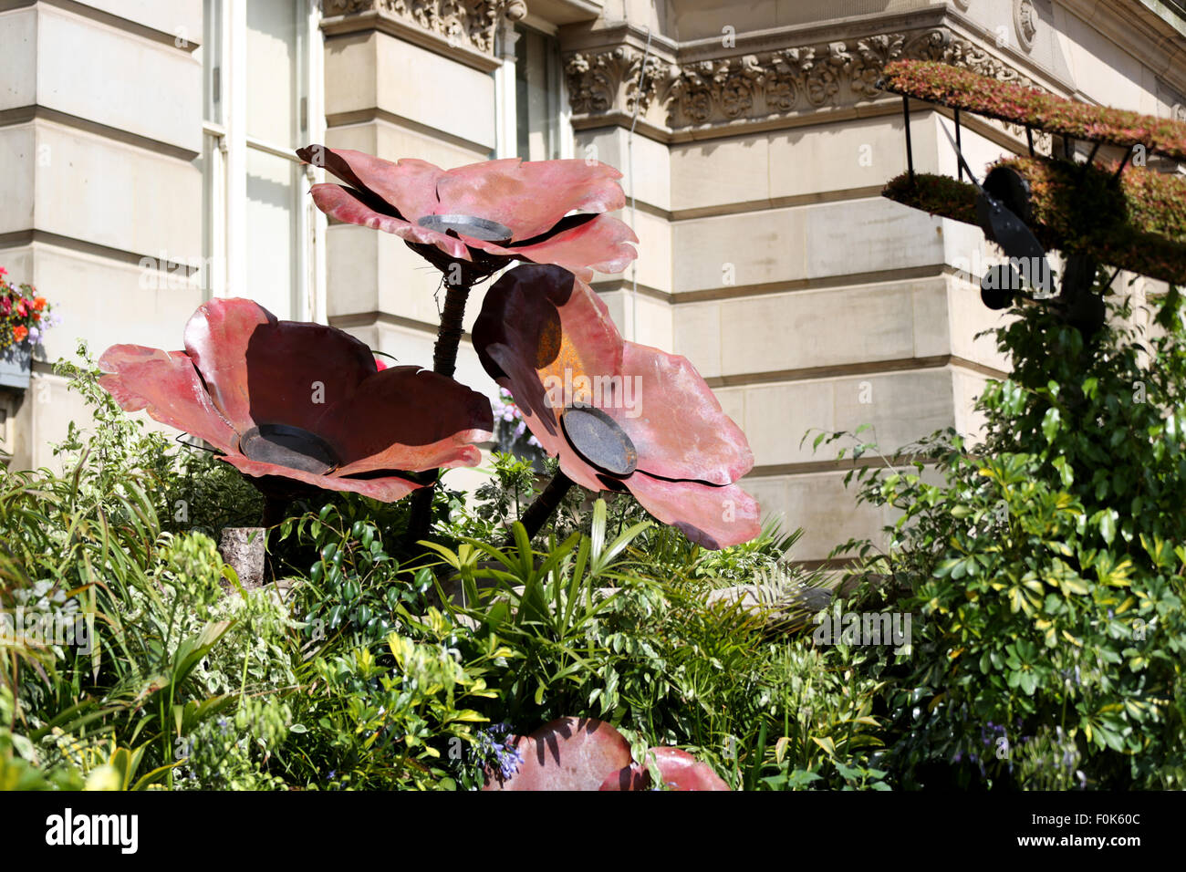 The WW1 Remembered flower display, part of the Birmingham City centre ...