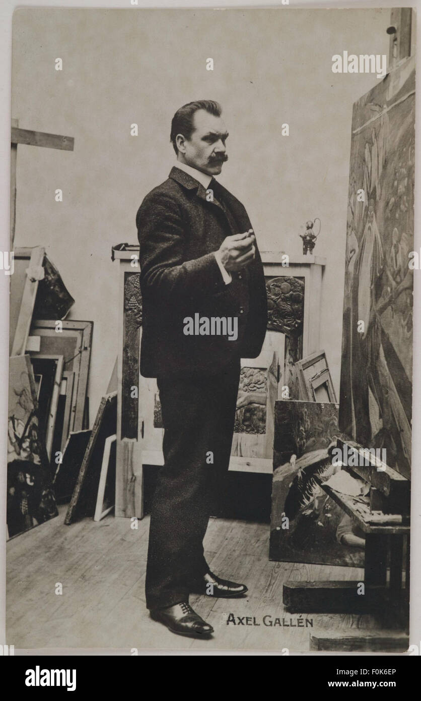 This photograph captures Axel Gallén, a Finnish artist, in front of his ...