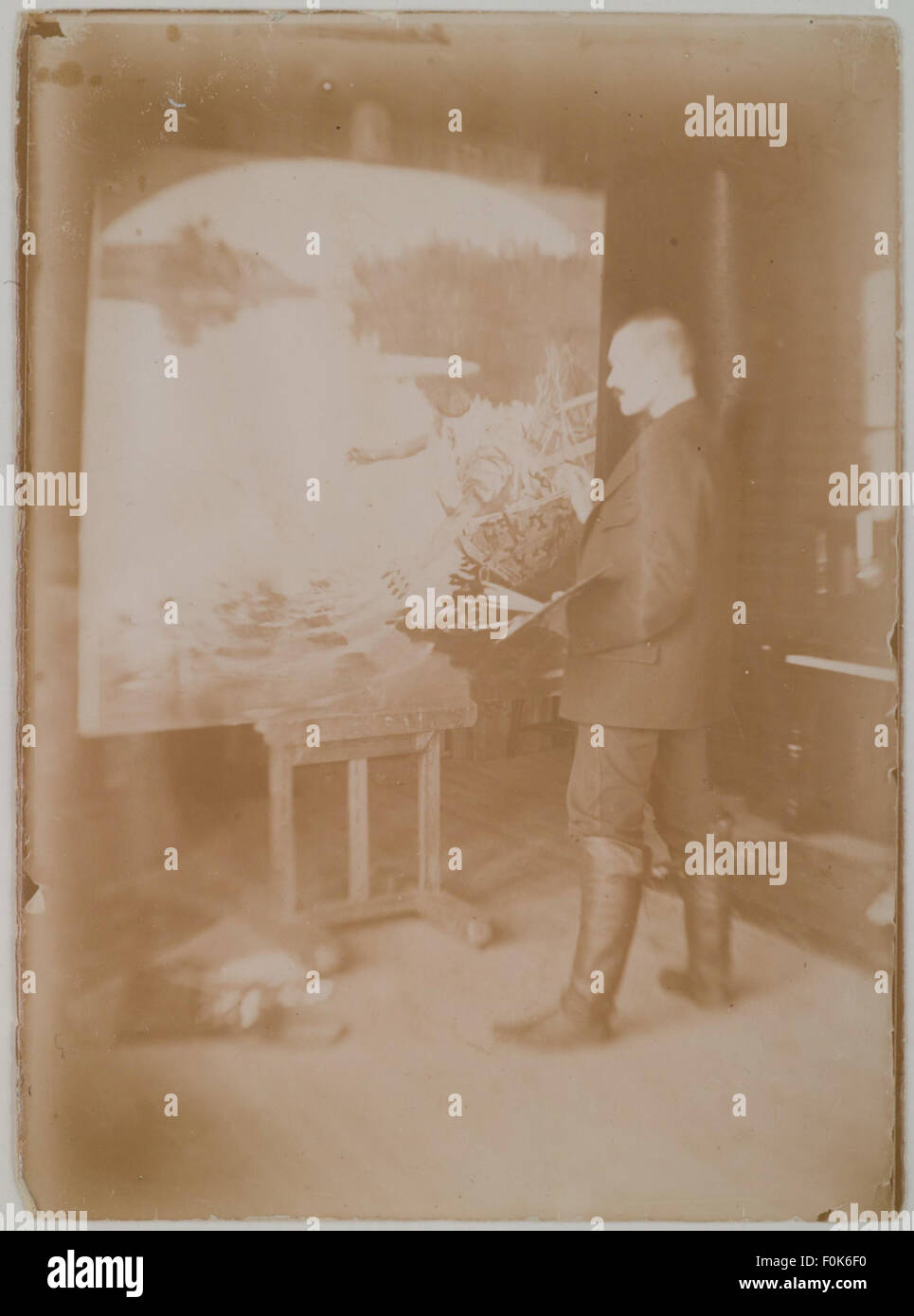 This print shows Axel Gallén-Kallela's painting 'The Aino Myth,' which ...