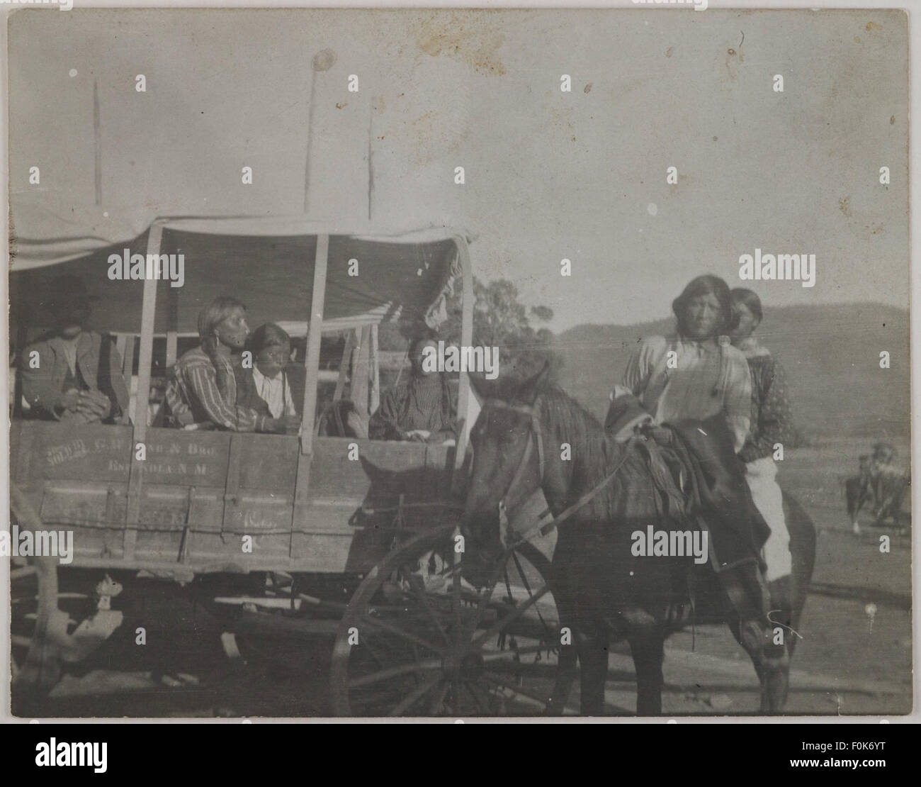 In 1924, Native Americans are depicted on horseback and in wagons ...