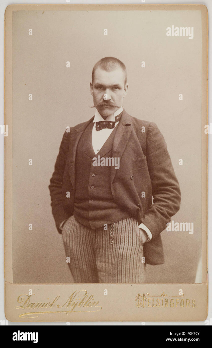 This portrait of Axel Gallén captures a direct, contemplative gaze ...