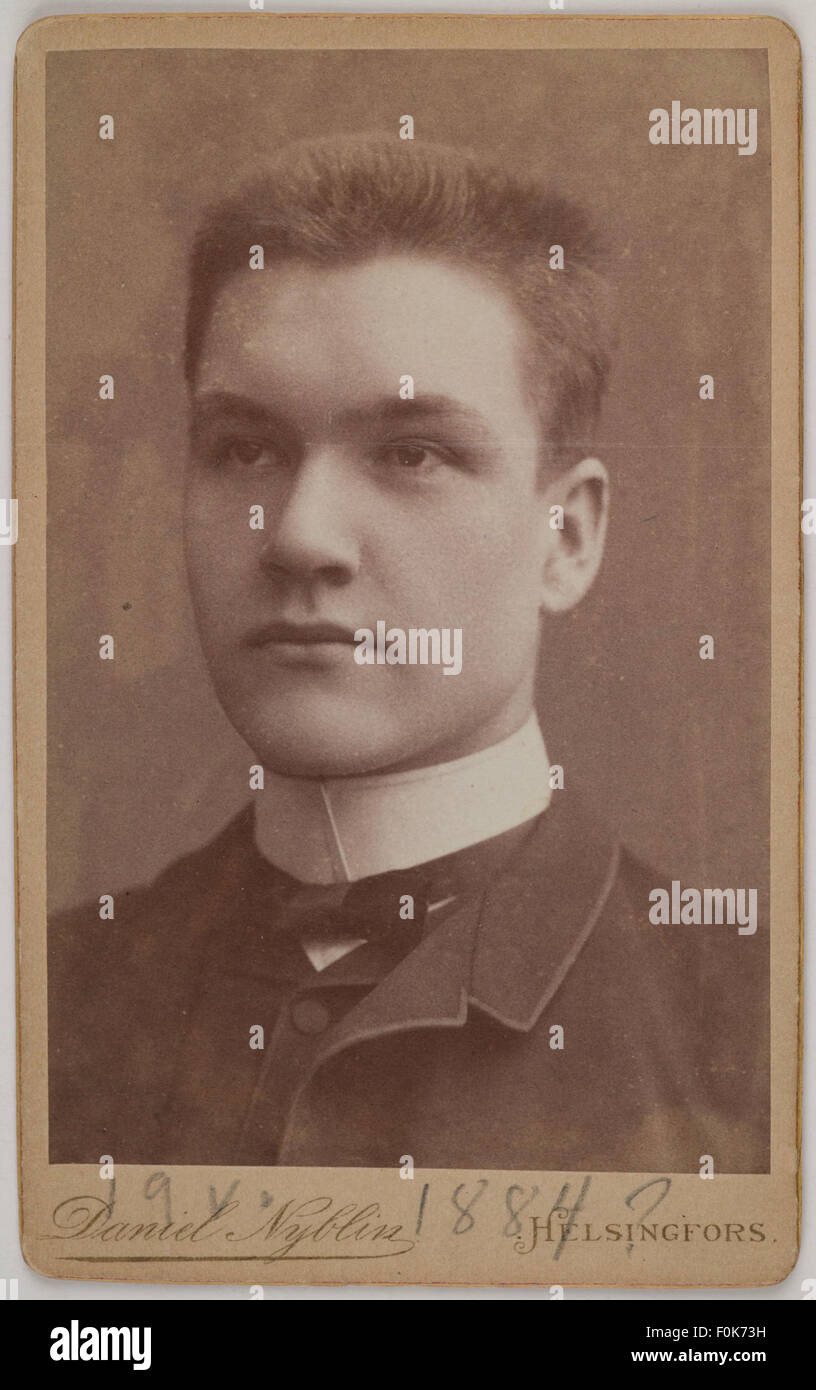 A portrait of 19-year-old Axel Gallén, taken in Helsinki in 1884. This ...