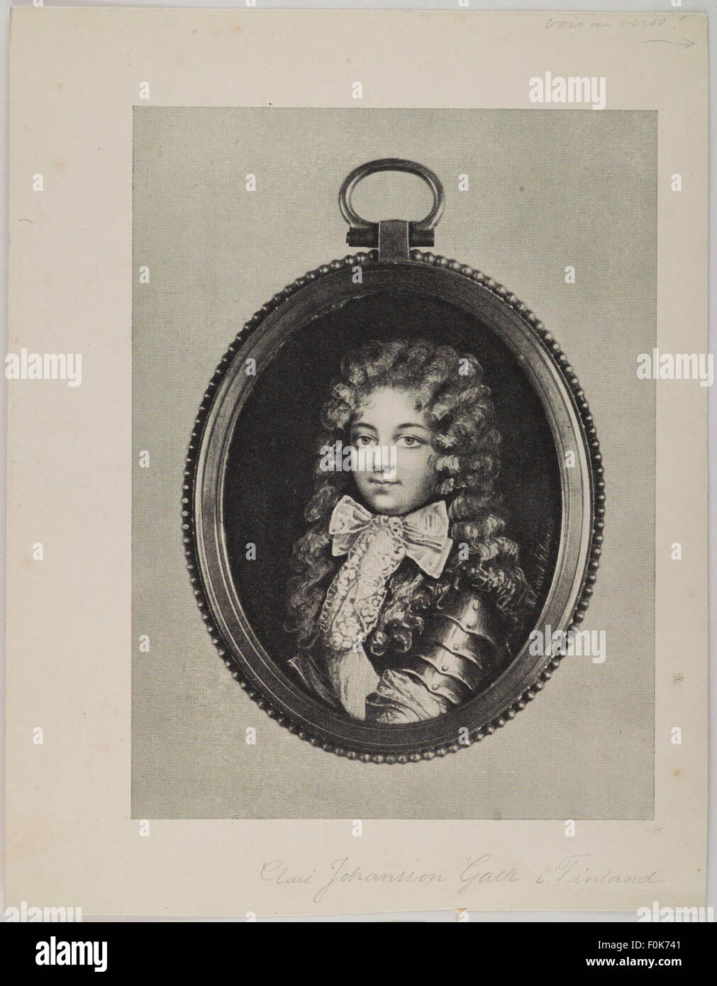 A print of a medallion featuring the image of Claes Johanson ...