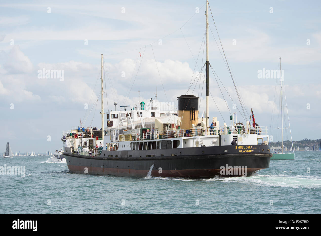 SS Shieldhall a historic steamship underway on The Solent southern ...
