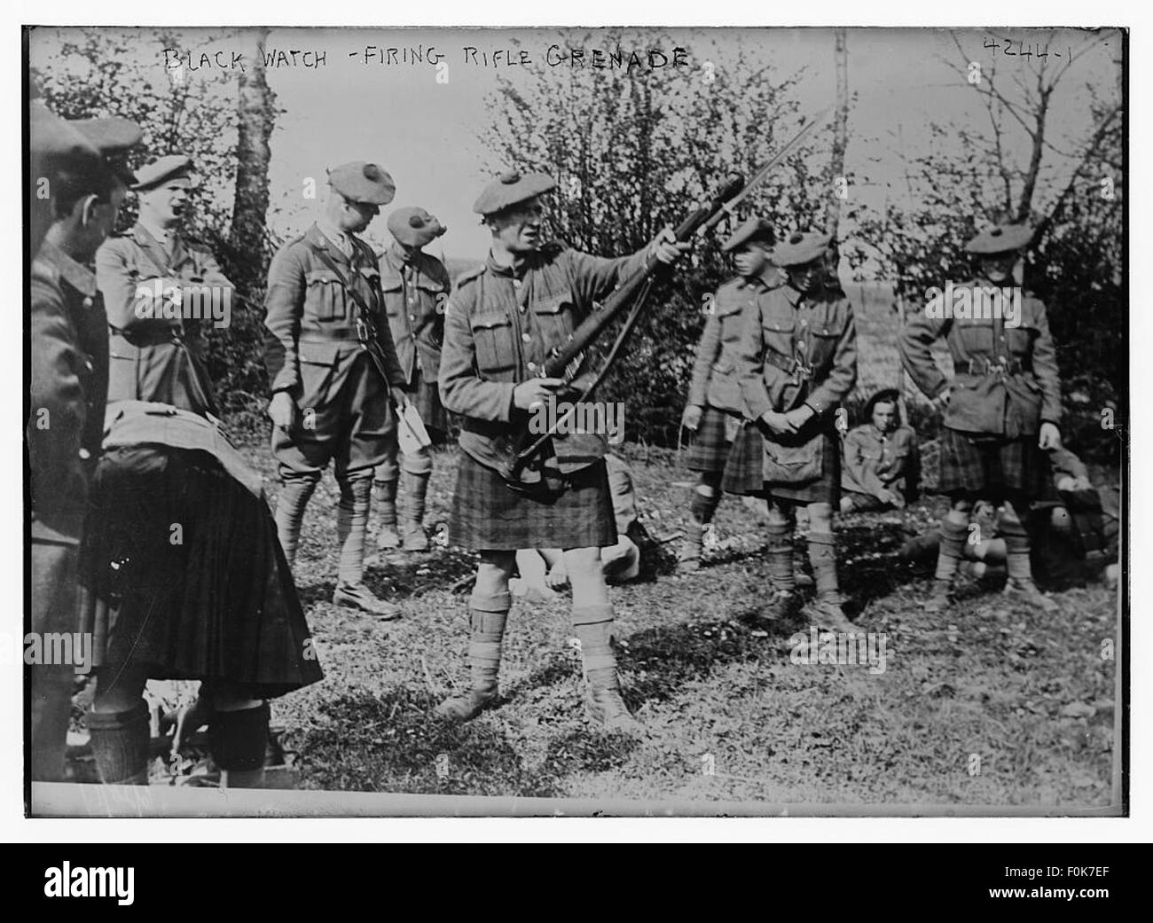 The Black Watch, a Scottish regiment, is seen firing a rifle grenade ...