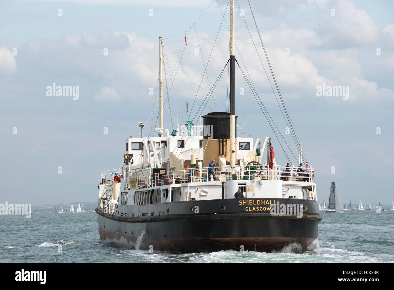 SS Shieldhall a historic steamship underway on The Solent southern ...