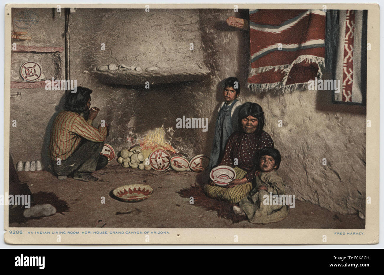 This image shows the interior of an Indian living room in the Hopi ...