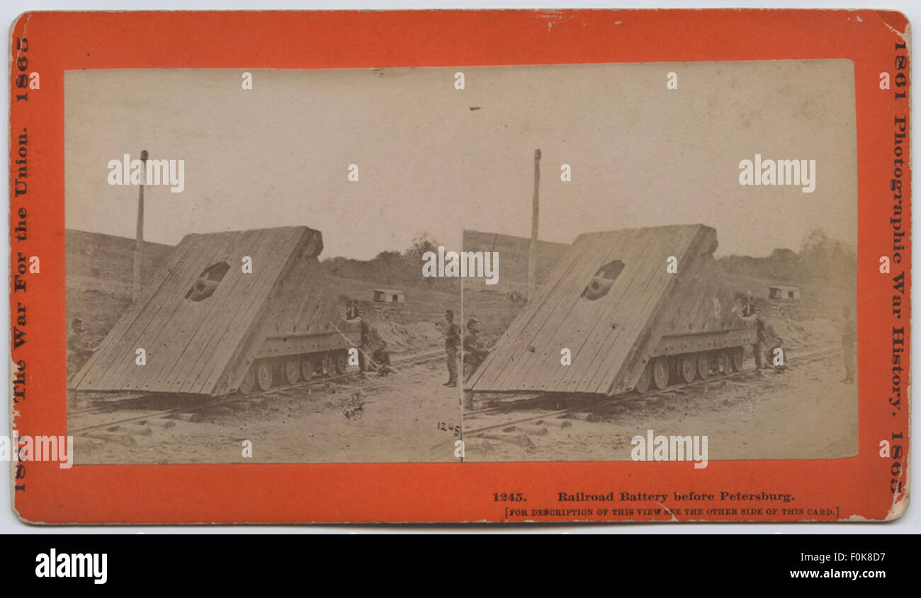 The image shows the railroad battery before Petersburg during the ...